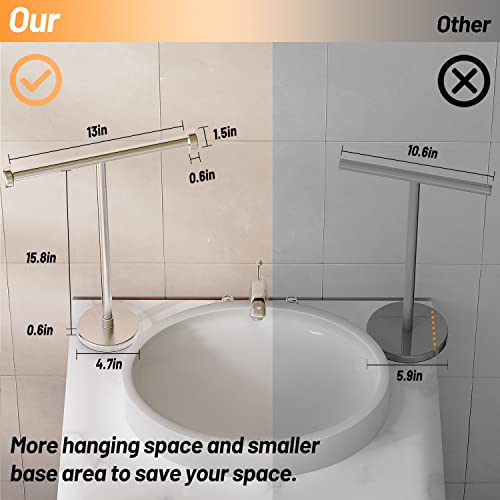 VEHHE Hand Towel Holder Stand - Stainless Steel Hand Towel Stand with Suction Cups, Countertop Free Standing Hand Towel Holder for Bathroom, Kitchen or Vanity