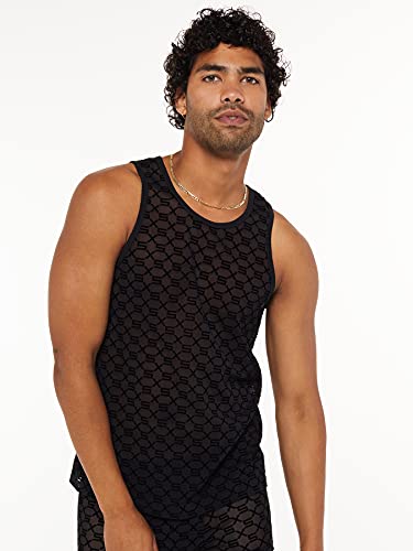 Savage X Fenty, Men's, Savage X Mesh & Jersey Tank, Caviar, M