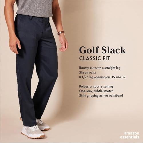 Amazon Essentials Men's Classic-Fit Stretch Golf Pant (Available in Big & Tall), Grey, 42W x 30L