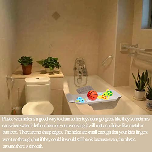 Bathtub Caddy Tray, Expandable Bath Shelf, Adjustable Plastic Bathtub Caddy, Bathroom Tray, Bathtub Accessories & Bathroom Gadgets - Unique Gift Idea (7Wx31Lin, White)