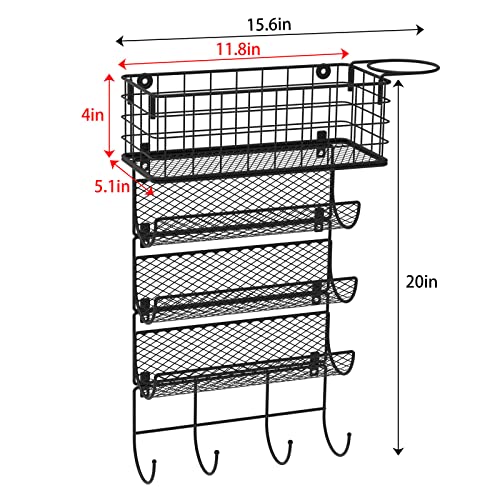 Wall-Mounted Hair Dryer Holder Styling Tool Organizer 4-Shelf Storage Wire Basket with Hook Heat Safe Rack for Hair Straighteners,Curling Wands,Flat Iron,Perfume,Cabinet Door Bathroom Kitchen