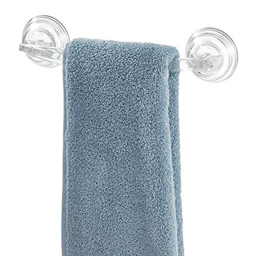 iDesign 52620 Plastic Power Lock Suction Towel Bar, Holder for Bathroom, Kitchen, Laundry Room, Mudroom, 11.2" x 5.65" x 2.35", Clear