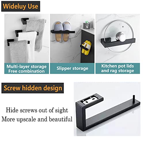 JOPOFI 8" Rectangular Hand Towel Holder - SUS 304 Stainless Steel Modern Design Hand Towel Rack, Contemporary Hand Towel Ring Holder Wall Mounted - Matte Black