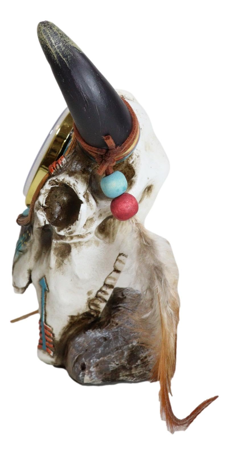 Ebros Southwestern Native American Indian Dreamcatcher Feathers Steer Bull Cow Skull Decorative Desktop Table Clock Figurine Turquoise Spirit Skulls Cows Medicine Bison Western Talisman Accent