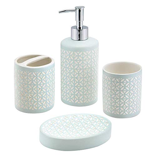 Allure Home Creation Felix 4-Piece Ceramic Bathroom Accessory Set Aqua