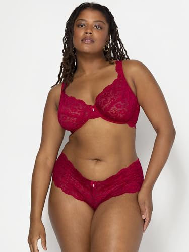 Smart & Sexy womens Signature Lace Cheeky Panty 2 Pack Underwear, No No Red/Black Hue, 9 US