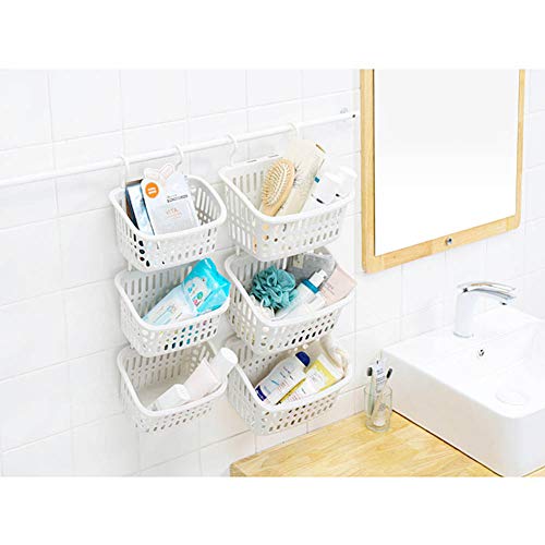TOPINCN Plastic Hanging Shower Basket with Rotatable Hook, Shower Caddy Tote Storage Bin Household Storage Organizer Basket Space Saving Hanging Organizer for Bathroom Kitchen Dorm Room