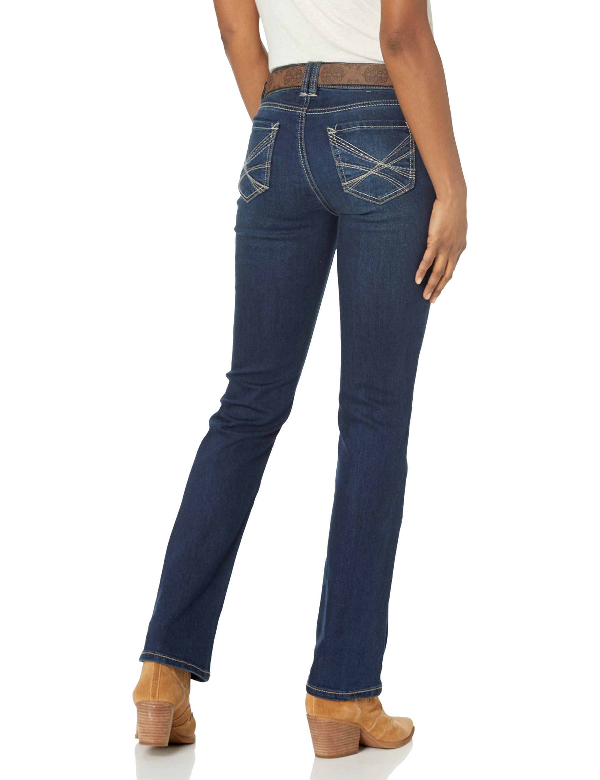 WallFlower Women's Legendary Slim Bootcut Mid-Rise Belted Insta Stretch Juniors Jeans (Standard and Plus), Eden, 9