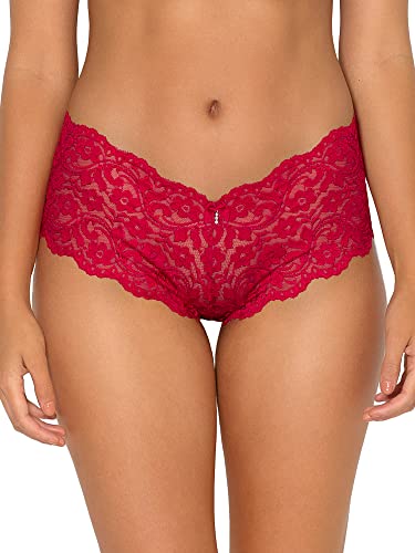 Smart & Sexy womens Signature Lace Cheeky Panty 2 Pack Underwear, No No Red/Black Hue, 9 US