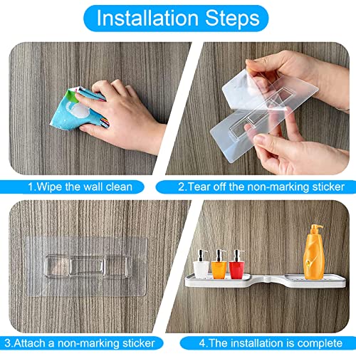 ZSSM Corner Shower Caddy 180° Rotatable Dual purpose No-Drilling Waterproof Wall Mounted Bathroom Shelf Organizer Rack Plastic, NO-Drilling Removable Bathroom Shower Shelf for Bathroom & Kitchen