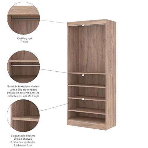 Bestar Pur Closet Organizer in Rustic Brown, 36W