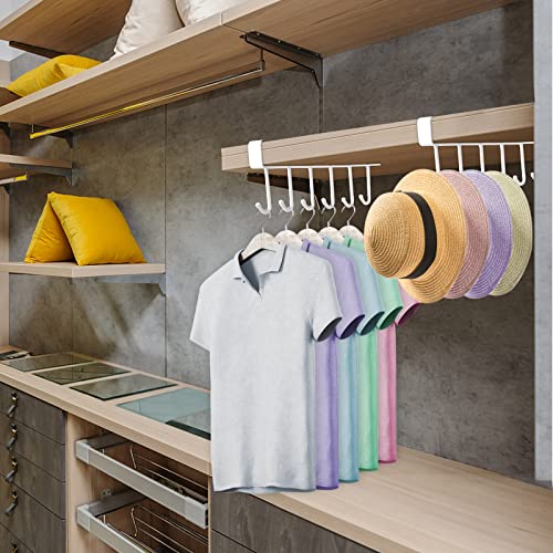 Resdenio Hat Rack for Baseball Caps Hat Organizer Holder for Hanger with 6 Hat Hooks, Stainless Steel Hat Hanger Storage Cap Organizer for Closet, Dormitory, Bedroom,Office (White)