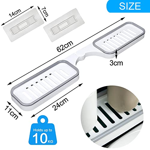 ZSSM Corner Shower Caddy 180° Rotatable Dual purpose No-Drilling Waterproof Wall Mounted Bathroom Shelf Organizer Rack Plastic, NO-Drilling Removable Bathroom Shower Shelf for Bathroom & Kitchen