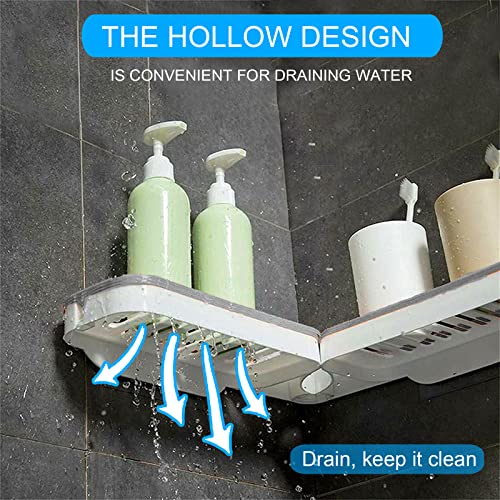 ZSSM Corner Shower Caddy 180° Rotatable Dual purpose No-Drilling Waterproof Wall Mounted Bathroom Shelf Organizer Rack Plastic, NO-Drilling Removable Bathroom Shower Shelf for Bathroom & Kitchen