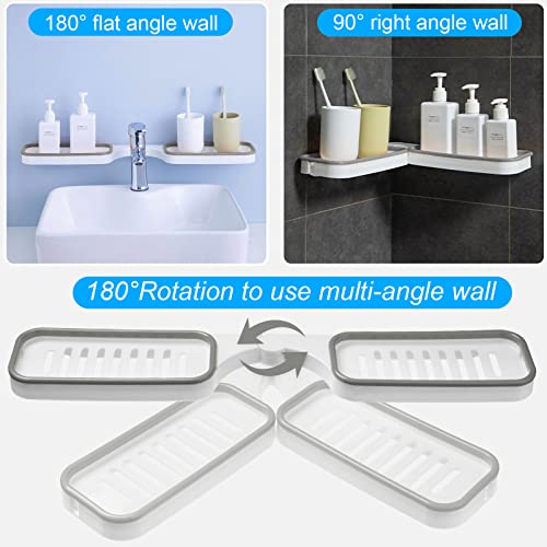 ZSSM Corner Shower Caddy 180° Rotatable Dual purpose No-Drilling Waterproof Wall Mounted Bathroom Shelf Organizer Rack Plastic, NO-Drilling Removable Bathroom Shower Shelf for Bathroom & Kitchen