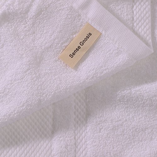 sense gnosis Hand Towel Set of 3 Premium 100% Cotton Ultra Soft Highly Absorbent Decorative Hand Towels for Bathroom Home Hotel Spa 13 X 29 Inch (White, Khaki, Grey)