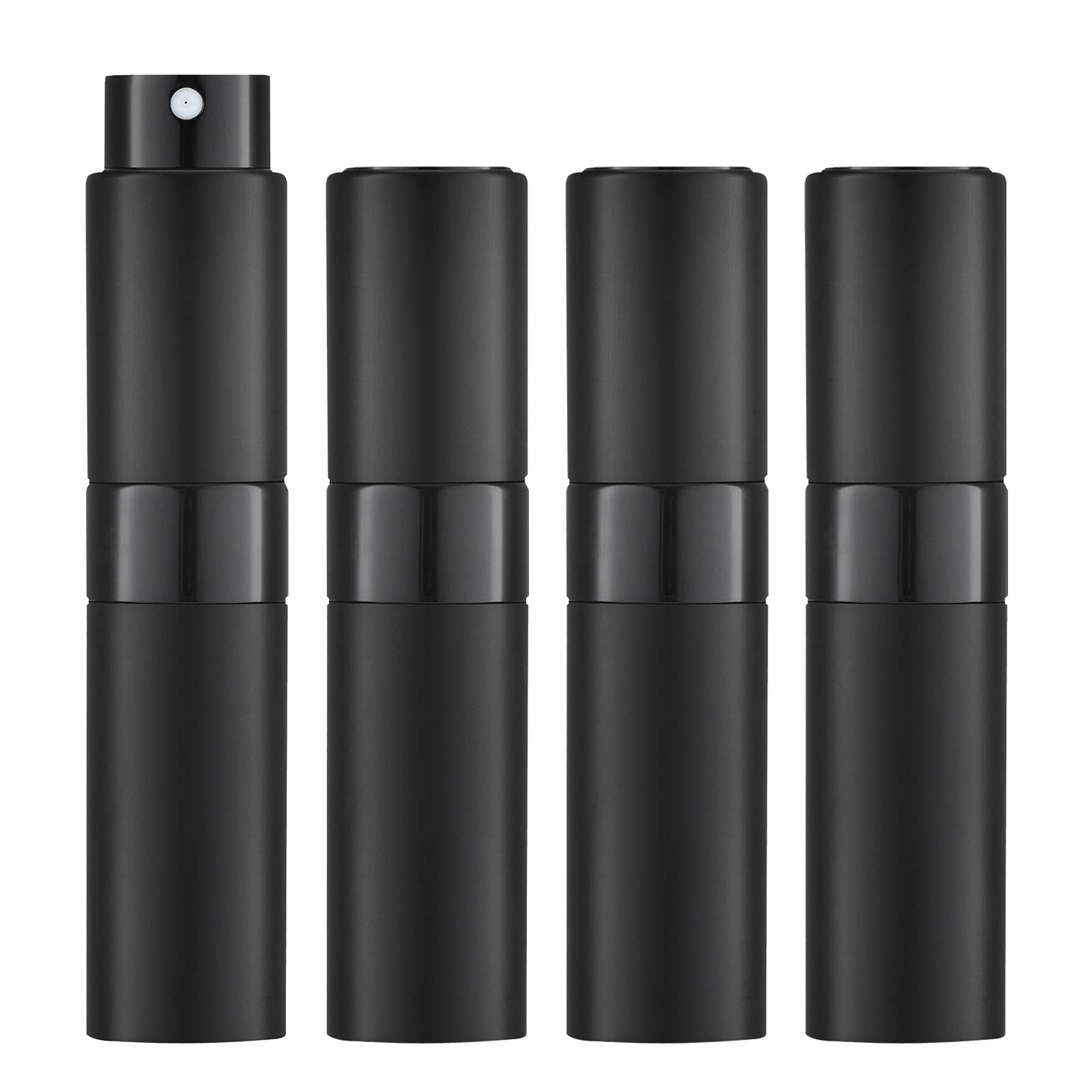 LISAPACK Atomizer Perfume 8ML Spray Bottle for Travel (4PCS), Empty Refillable Cologne Dispenser, Portable Sprayer (Black)