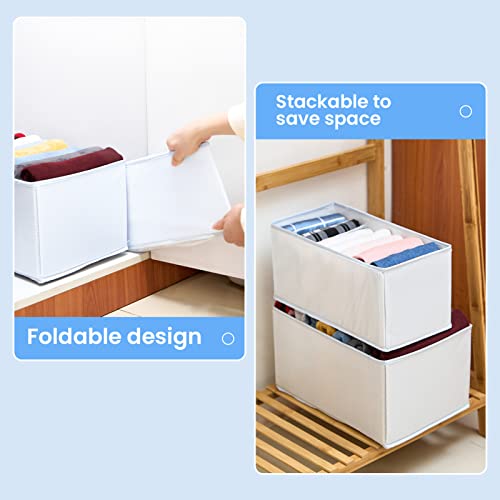 2 Packs Wardrobe Clothes Organizer,Upgrade PP Board Clothes Organizer for Folded Clothes,7 Grids Washable Drawer Organizers for Clothing for Jeans,Pants,T-shirts,Underwear,Socks,Leggings (Large)