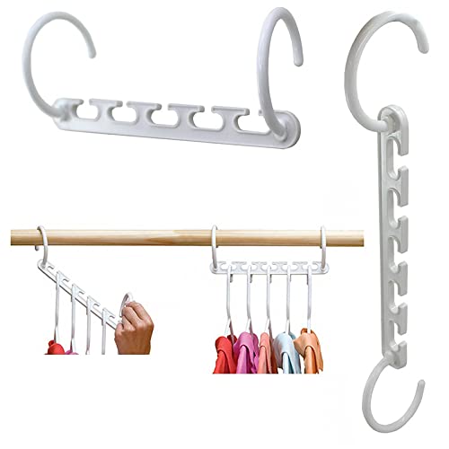 Sisnails 6 Pack White Magic Hangers Space Saving Hangers for Closet Organizer, Plastic Clothes Hangers ,Multifunctional Closet Storage Hangers, Essential Hangers for Dormitories and Home