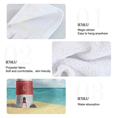 JUNZAN Lighthouse Kitchen Hand Towel 2PCS Super Soft Absorbent Deco Hanging Tie Towels WashCloth for Bathroom,Mudroom,Laundry Room,Farmhouse,Beach