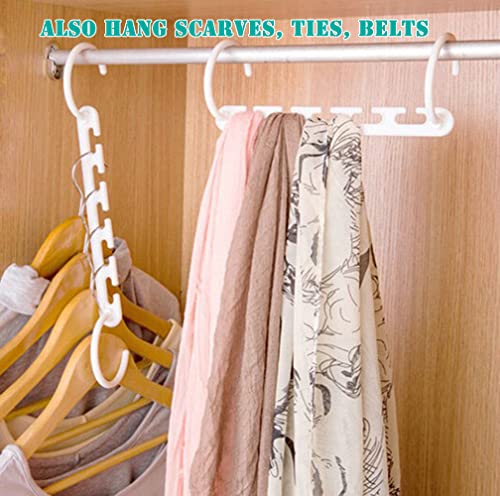 Sisnails 6 Pack White Magic Hangers Space Saving Hangers for Closet Organizer, Plastic Clothes Hangers ,Multifunctional Closet Storage Hangers, Essential Hangers for Dormitories and Home