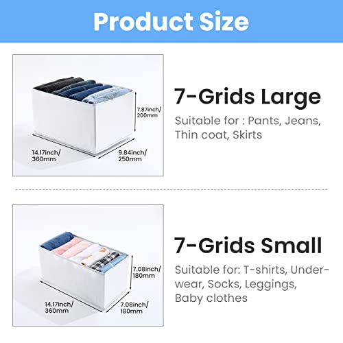 2 Packs Wardrobe Clothes Organizer,Upgrade PP Board Clothes Organizer for Folded Clothes,7 Grids Washable Drawer Organizers for Clothing for Jeans,Pants,T-shirts,Underwear,Socks,Leggings (Large)