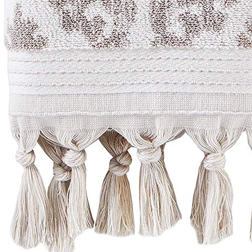 SKL Home Mirage Fringe 100% Turkish Cotton Hand Towel (2-Pack), Taupe