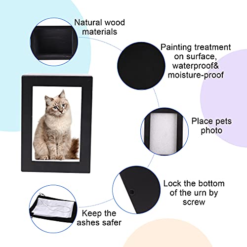 Cuodia Pet Urns Pet Cremation Urn,Dog Urns for Ashes, Cat Urn for Ashes, pet urns for Dogs Ashes Small, Wood Keepsake Memorial Urns. (Black S)