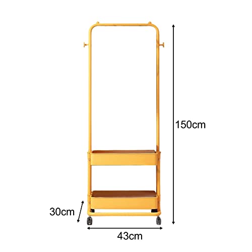 IEUDNS Clothing Rack with Wheels, Rolling Clothes Organizer for Laundry Room Bedroom Entryway Home, Yellow