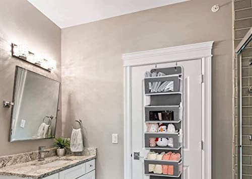 Over The Door Hanging Storage Organizer for Toys, Clothes, or Toiletries with Spacious Pockets for Bedroom, dorm, Nursery, etc by DLC ESSENTIALS (Gray)
