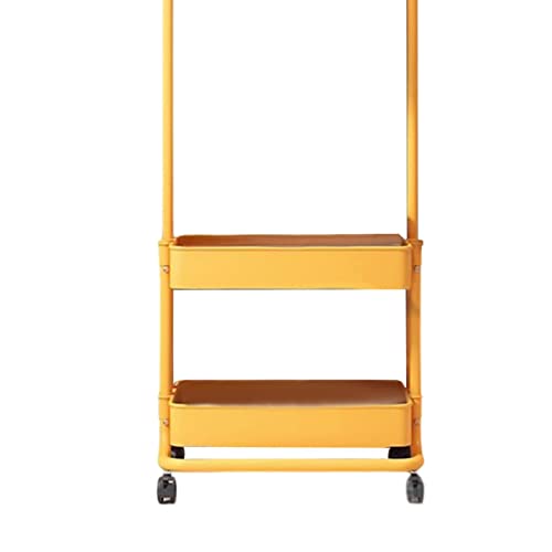 IEUDNS Clothing Rack with Wheels, Rolling Clothes Organizer for Laundry Room Bedroom Entryway Home, Yellow