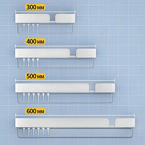 FVRTFT Storage Shelf Self Adhesive Shower Storage with Towel Rack Shower Organiser No Drilling Wall Mounted Space Aluminum for bathroom and toilet-White_50cm
