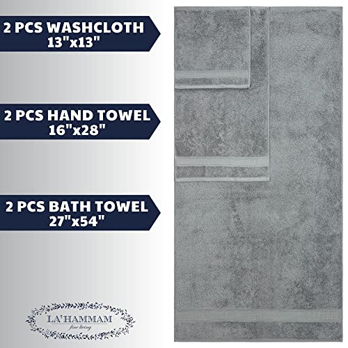 Monogrammed Towel Set, Hotel & Spa Quality, Super Soft, Highly Absorbent, Bathroom Sets, 100% Cotton Personalized 6 Piece Towel Set, Includes 2 Bath Towels, 2 Hand Towels, 2 Washcloths, Grey