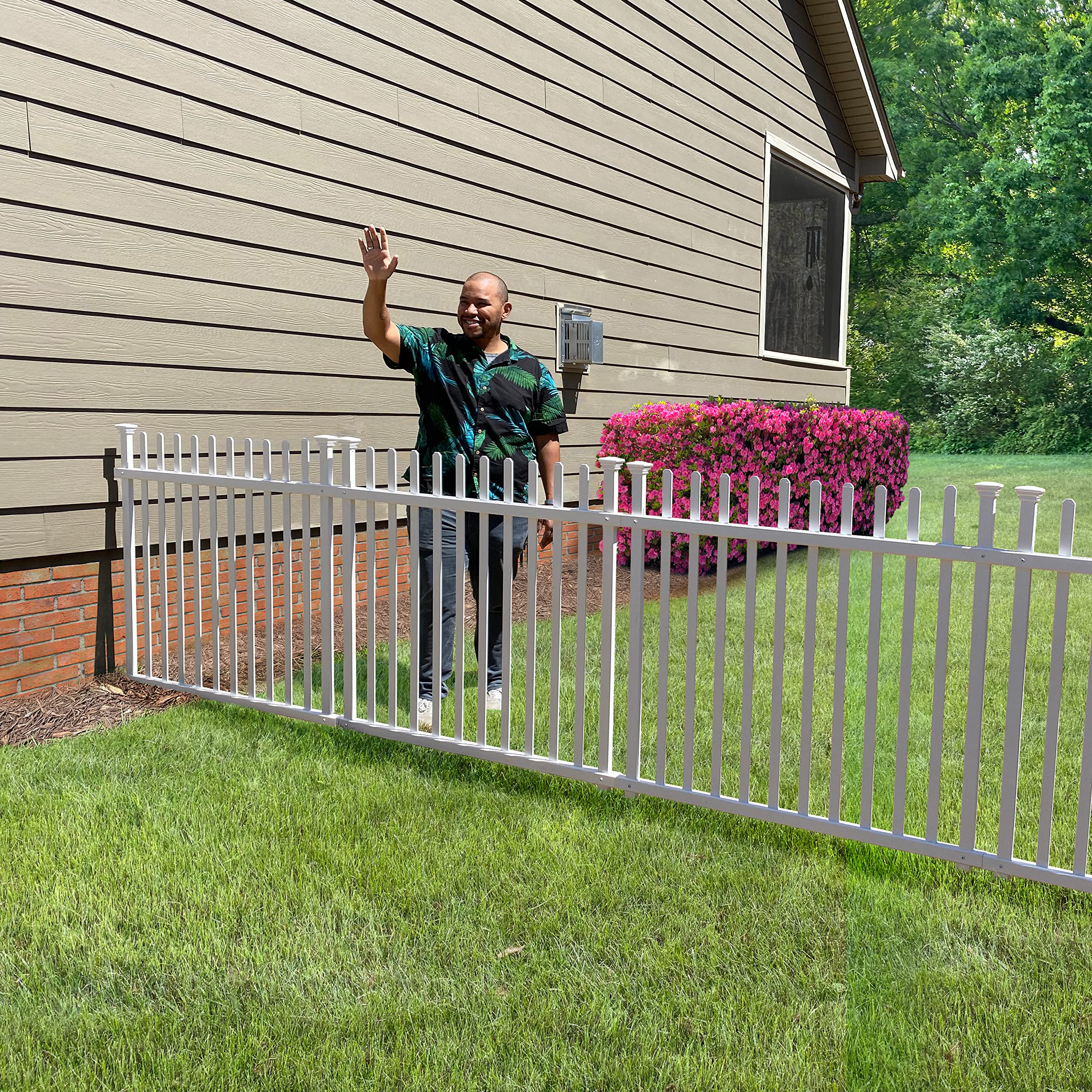 41in H x 44in W (2 Panels) No Dig Zippity Burbank Fence Panel Kit, No Dig Fence Panels, White Vinyl Fences for Yard, Temporary Fence for Backyard, White Picket Fence Garden Border, DIY Fence ZP19057