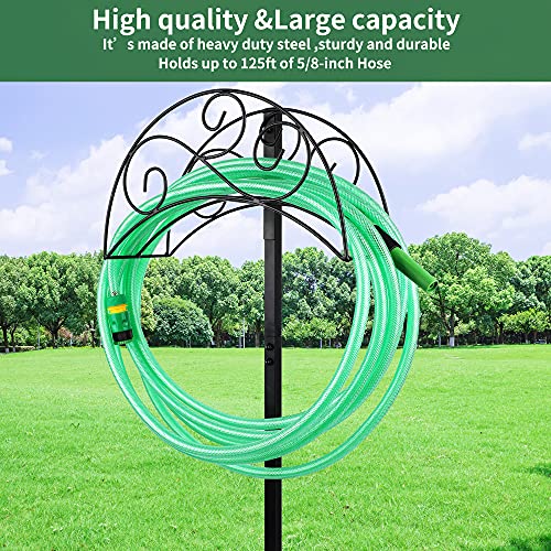 Garden Hose Holder Freestanding Hose Holder For Outside Detachable Water Hose Holder-Holds 125 Ft- Decorative Hose Storage For Garden, Yard