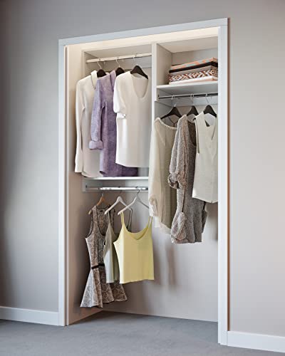 Closet Kit with Hanging Rods - Corner Closet System - Closet Shelves - Closet Organizers and Storage Shelves (White, 48 inches Wide) Closet Shelving
