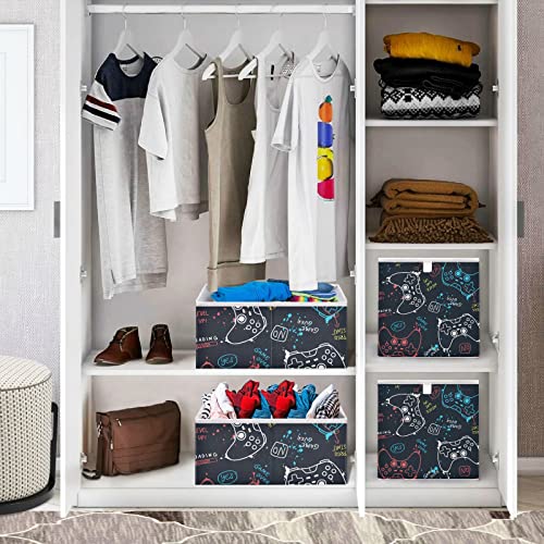Open Home Storage Bins Foldable Cube Organizers Gamer Pattern Closet Storage Bins for stairsteps