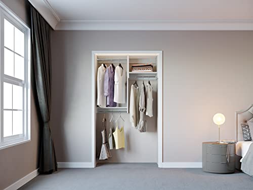 Closet Kit with Hanging Rods - Corner Closet System - Closet Shelves - Closet Organizers and Storage Shelves (White, 48 inches Wide) Closet Shelving