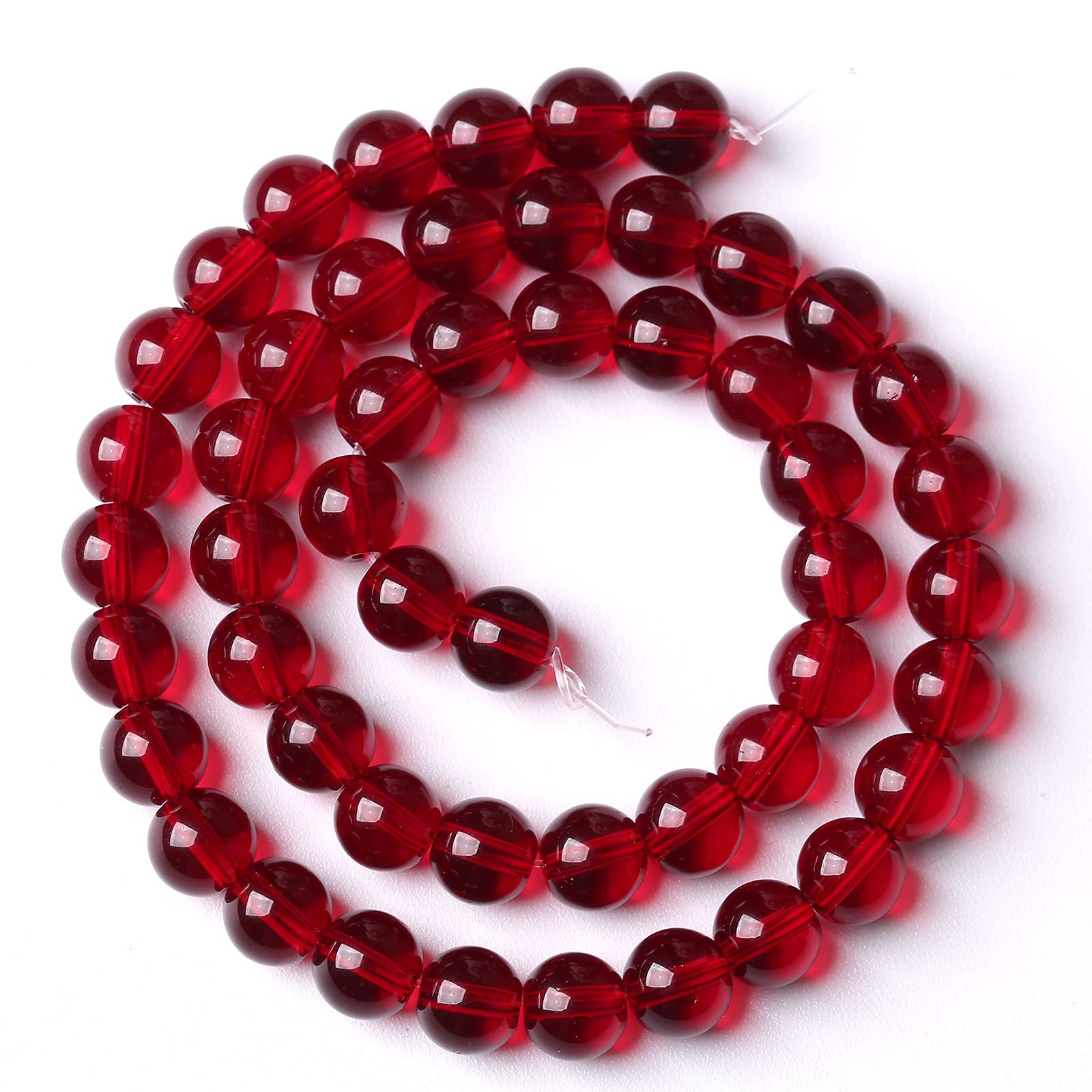 Smooth Garnet Red Glass Crystal Round Loose BeadsFor Jewelry Making DIY Bracelet Necklace Accessories 8mm 51pcs 15" Strand (Garnet Red Glass, 8mm)