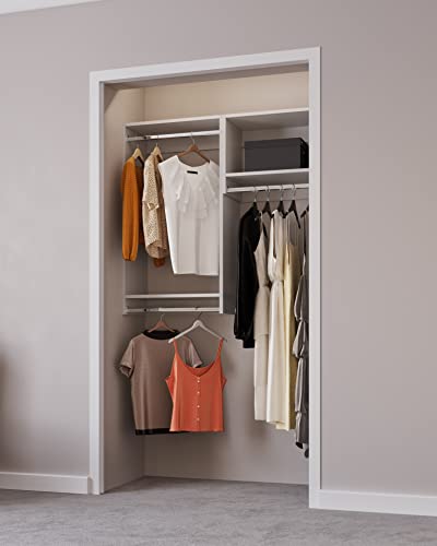 Closet Kit with Hanging Rods - Corner Closet System - Closet Shelves - Closet Organizers and Storage Shelves (White, 48 inches Wide) Closet Shelving