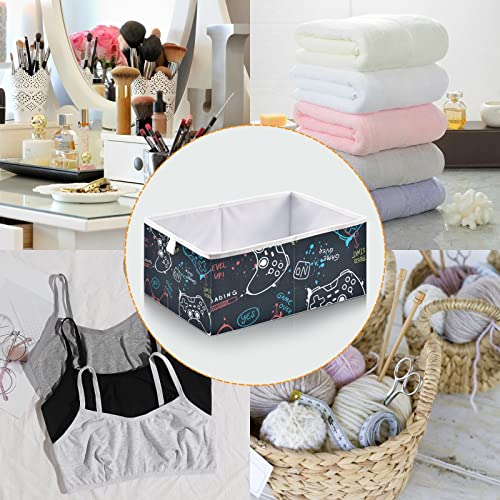 Open Home Storage Bins Foldable Cube Organizers Gamer Pattern Closet Storage Bins for stairsteps