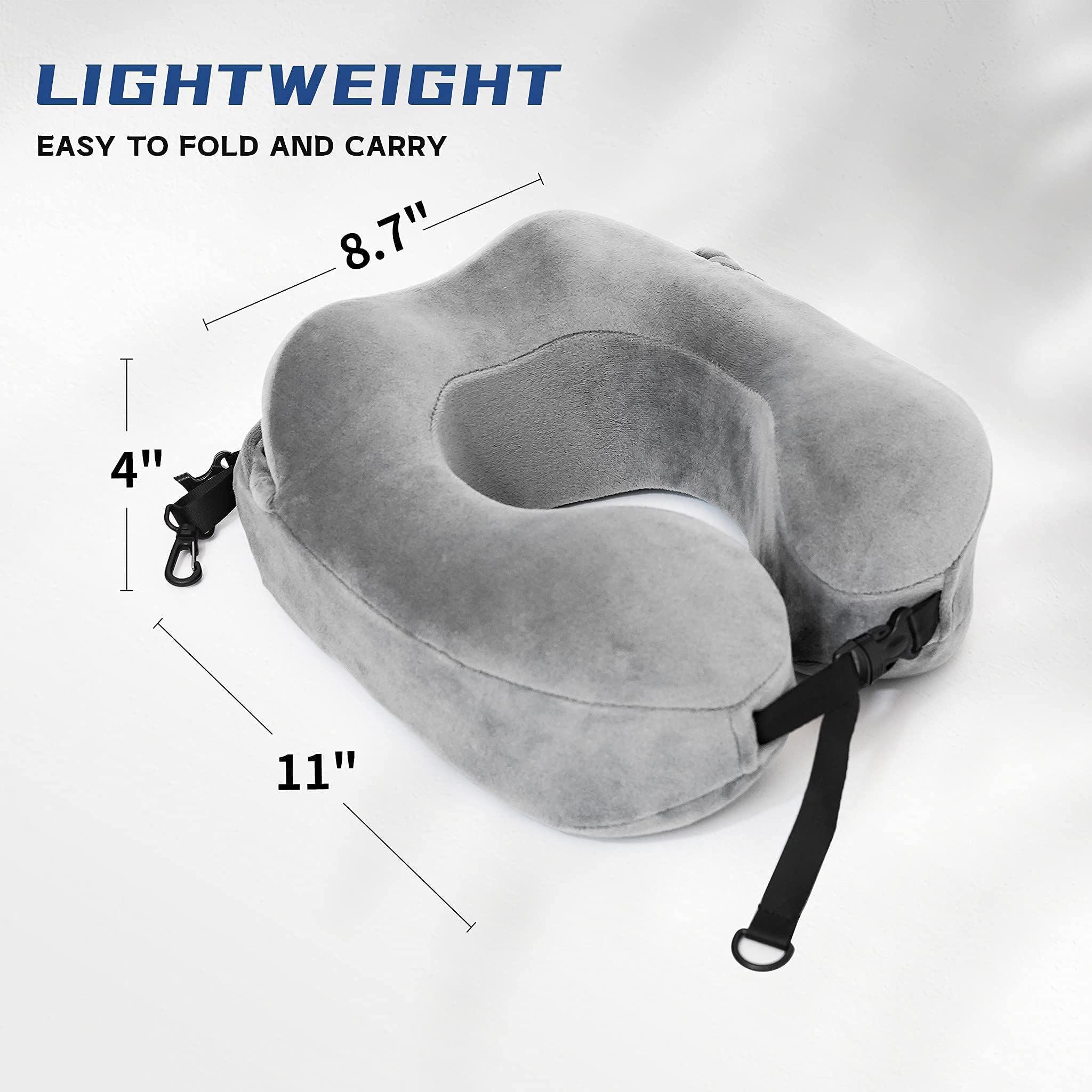 Cuddool Hoodie Travel Pillow Memory Foam Neck Pillow Head Chin Support Airplane, Car, Office & Home Sleep Rest Traveling Pillow(Gray,M)