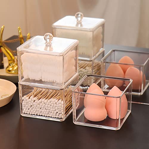 ZEQIDOU Hair Accessories Organizer, Hair Organizer Storage, Acrylic Headbands Holder, Hair Tie,Hair Tools,Scrunchie Storage Organizer, Clear 3 Stackable Holder with Lids for Organizing