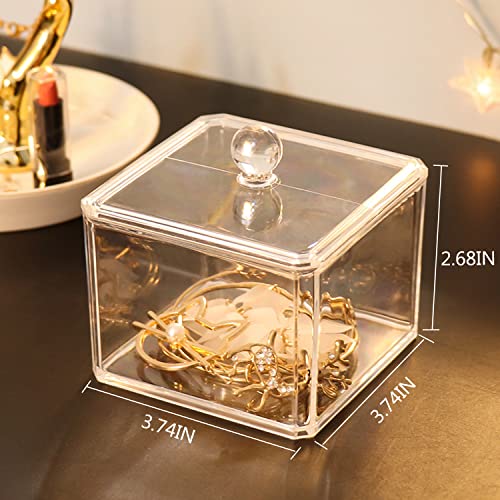 ZEQIDOU Hair Accessories Organizer, Hair Organizer Storage, Acrylic Headbands Holder, Hair Tie,Hair Tools,Scrunchie Storage Organizer, Clear 3 Stackable Holder with Lids for Organizing