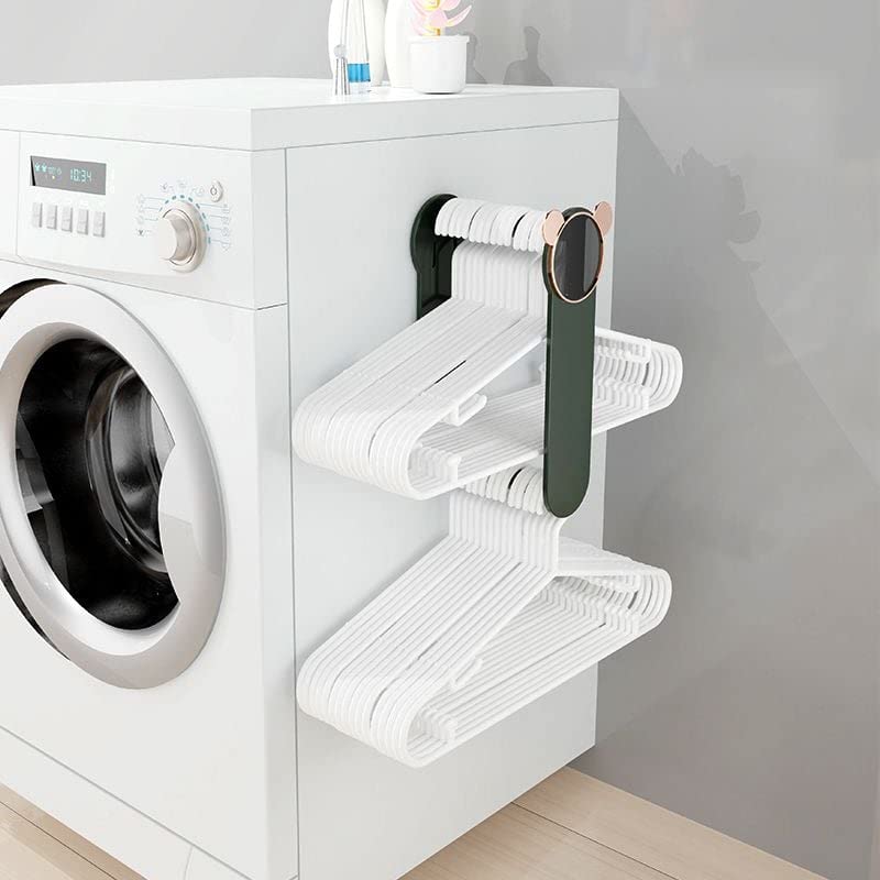 2023 New Cartoon Hanger Organizer, Multifunctional Clothes Hanger Hook Wall Mounted Storage Rack, Clothes Hanger Storage Tool Large Capacity Telescopic Storage Hook for Home Garments Hangers (White)