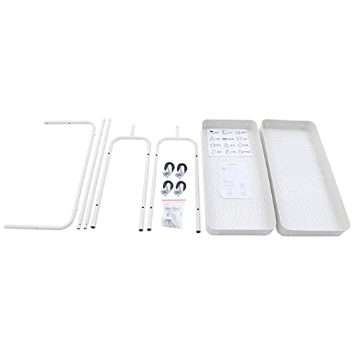 2-Tiers Clothes Rack Freestanding Clothing Garment Rack with Metal Basket Rolling Storage Clothes Shelves Portable Organizer Coat Rack for Entryway Home Bedroom Laundry Small Place (White)