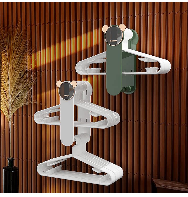 2023 New Cartoon Hanger Organizer, Multifunctional Clothes Hanger Hook Wall Mounted Storage Rack, Clothes Hanger Storage Tool Large Capacity Telescopic Storage Hook for Home Garments Hangers (White)