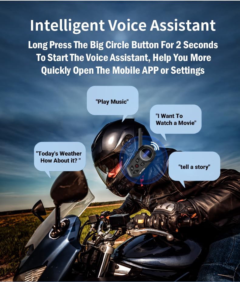 EuroFone S6 Motorcycle Helmet Bluetooth Intercom Headset, Intercomunicador para Casco De Moto, 2 Riders 1200m 6 Riders 6km, 2 People Real-time Talk, CVC Noise Reduction, IP65 Waterproof(1Pack)