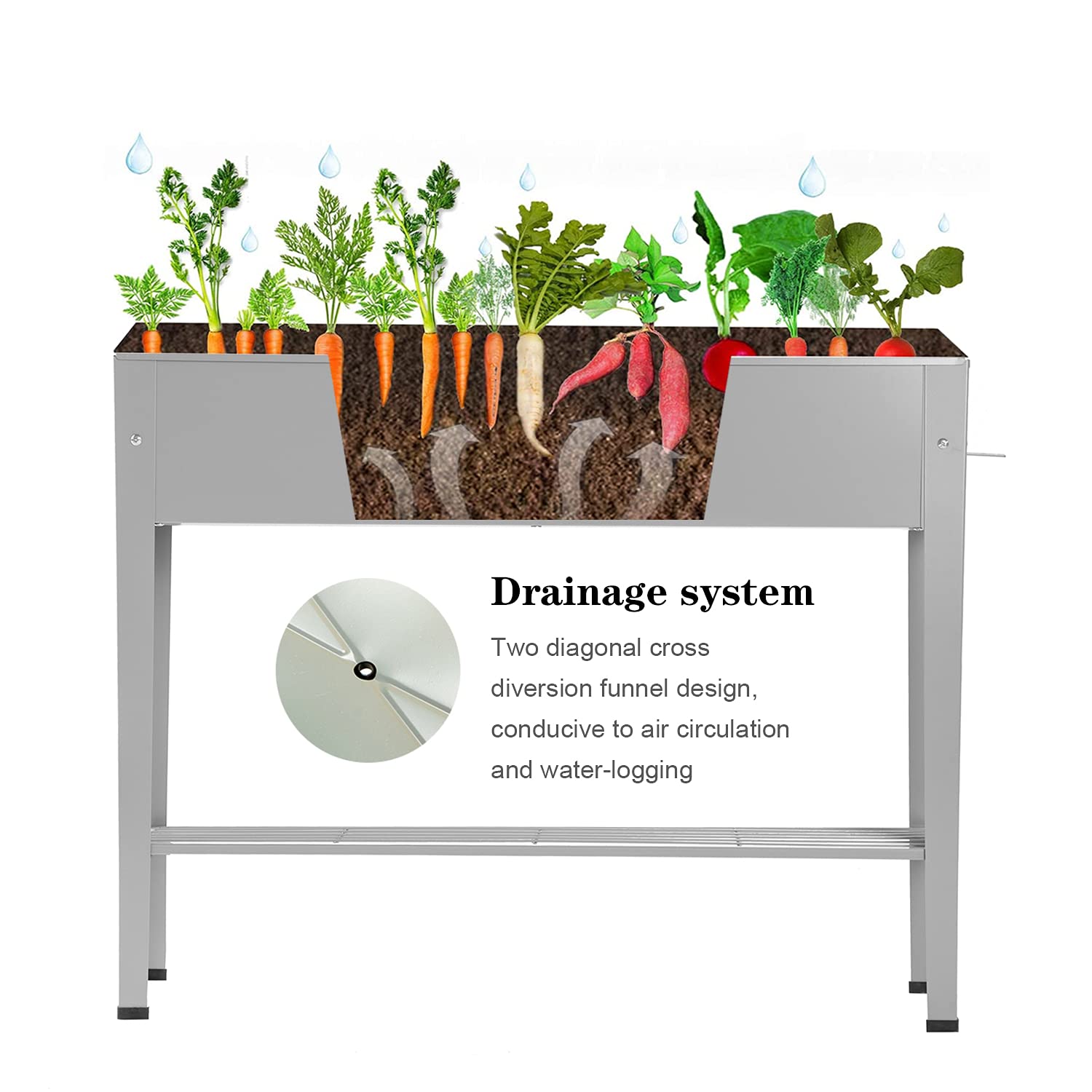DIGTER Metal Raised Garden Bed,Raised Planter Box with Legs,Herbs and Vegetables Planter Suitable for Outdoor Patio Deck and Porch (Gray)