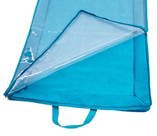 Amelitory Underbed Storage Bag Bedding Container Zippered Comforter Organizer Large Capacity Fabric Lake Blue